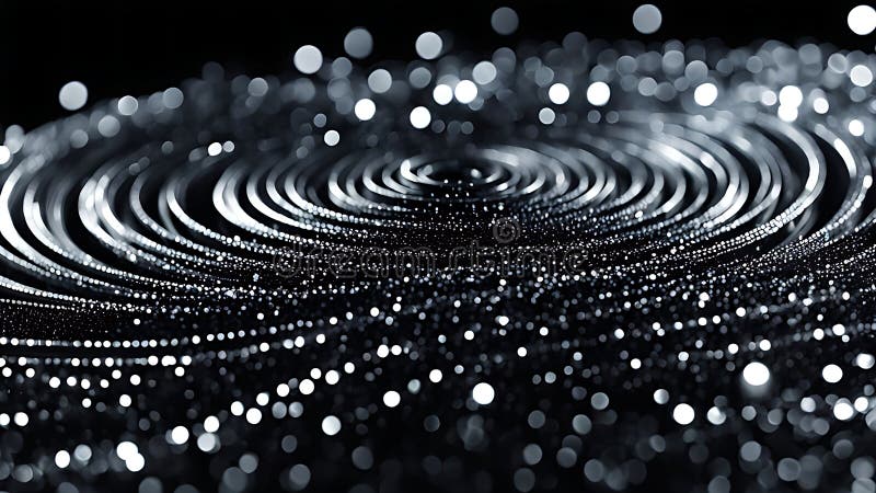 Abstract Circular Light Pattern with Silver Bokeh Effects on a Black ...