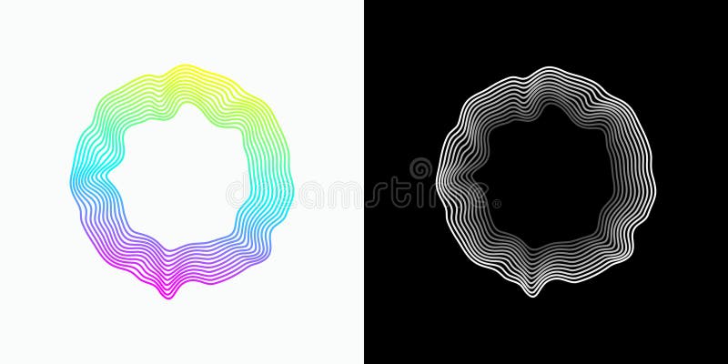 Abstract Circular Line Shape Vector Logo Design with Three-dimensional ...