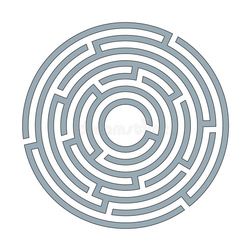 Abstract Circular Maze Labyrinth with an Entry and an Exit a Flat ...