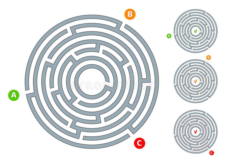 Circular Labyrinth Maze Stock Illustrations – 3,725 Circular Labyrinth ...