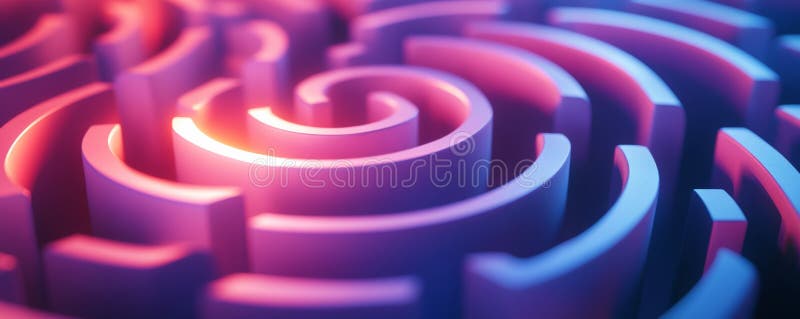 Abstract Circular Maze with Neon Lighting, Futuristic Design Concept ...