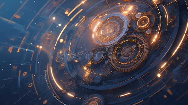 Abstract Circular Mechanism Glowing Gears Stock Photos - Free & Royalty ...