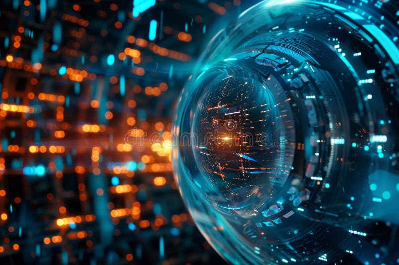 Abstract Circular Object Featuring a Blend of Blue and Orange Colors ...