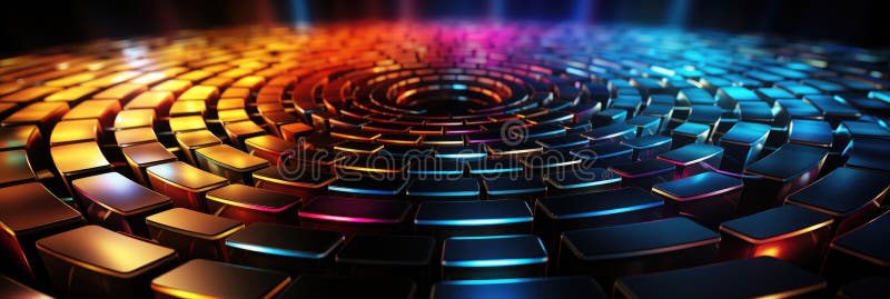 Abstract Circular Octagon in Multicoloured Rainbow Colours on Black ...