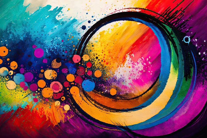 Abstract Circular Oil Painting Made with Generative AI. Stock ...