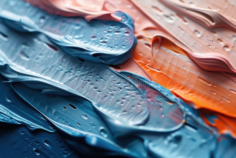 Abstract Circular Painting Texture in Orange, Blue and White on Canvas ...