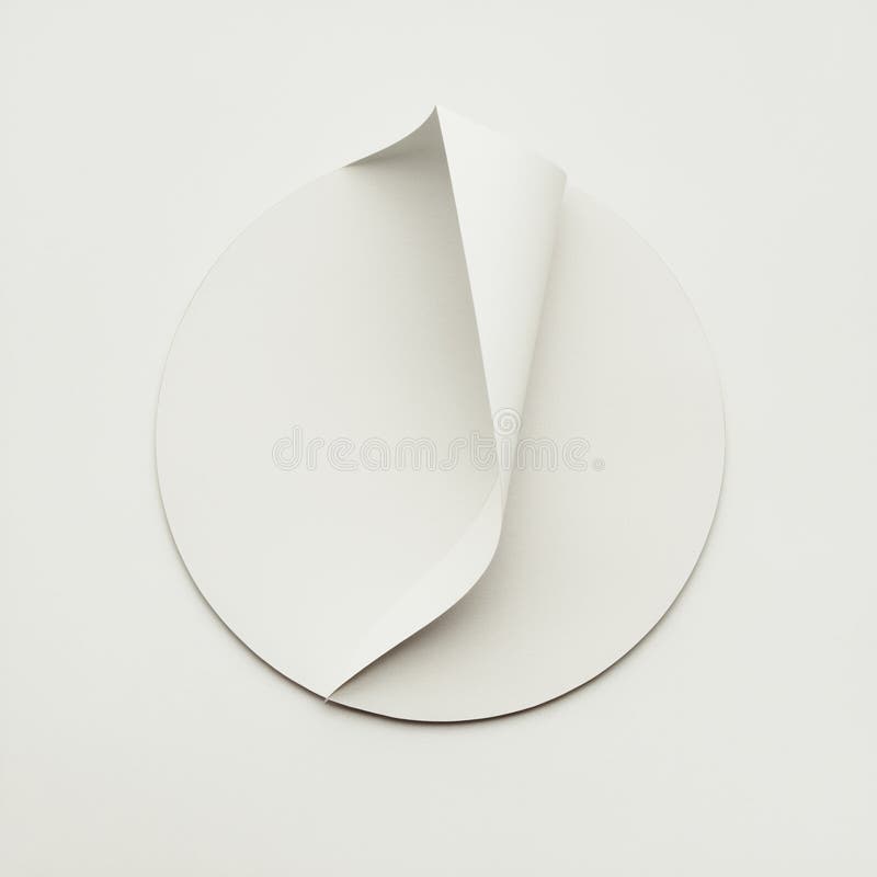 Abstract Circular Paper Design Minimalist White Curled Corner Mockup ...