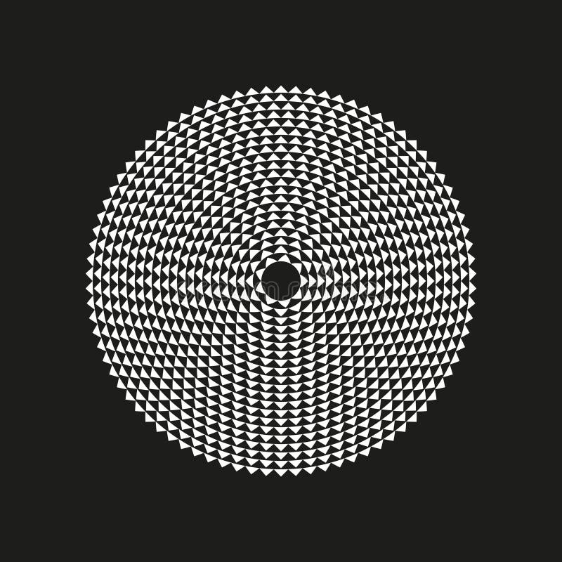 Abstract Circular Pattern. Black Background. White Triangle Shapes ...