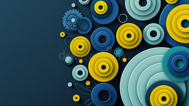 Abstract Circular Pattern in Blue and Yellow Tones Stock Illustration ...