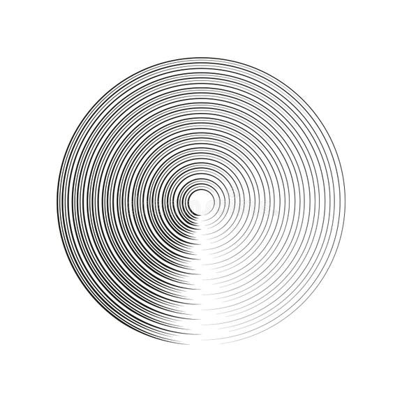 Abstract Circular Pattern. Concentric Black Lines. Radial Gradient ...