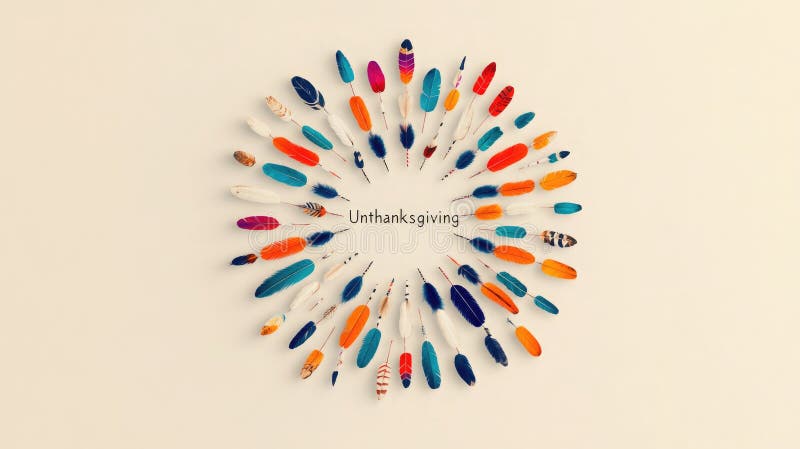 Unthanksgiving Day Abstract Native American Symbols in Circular Design ...