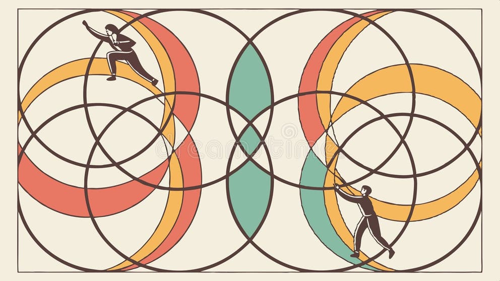 Abstract Circular Pattern with Figures Interacting within ...