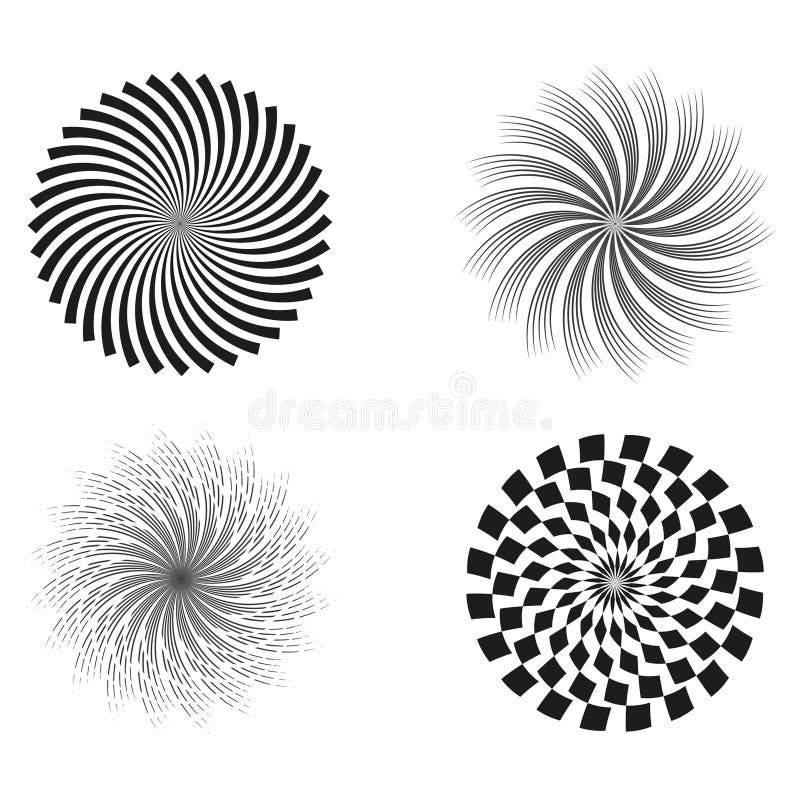 Abstract Circular Patterns. Swirling Black Shapes. Geometric Optical Art. Vector Design Stock ...