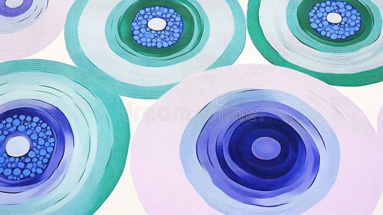 Abstract Circular Patterns in Varying Shades of Blue and Green, Creating a Visually Engaging ...