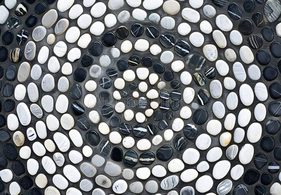 Abstract Circular Pebble Pattern - Black & White Stock Illustration ...