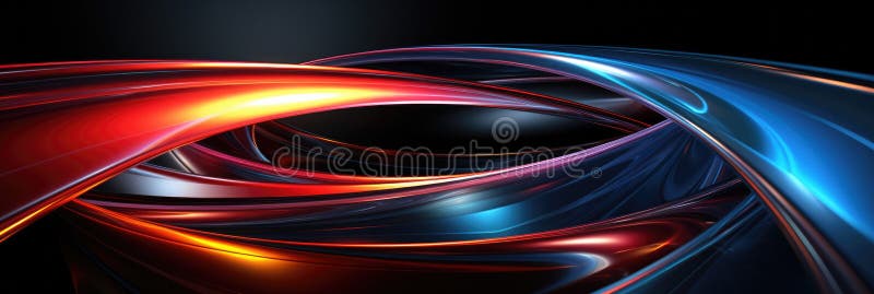 Abstract Circular Prism Red Yellow Blue Colours on Black Background ...