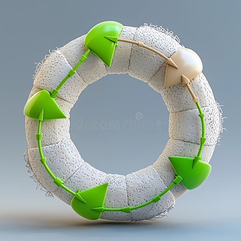 Abstract Circular Process Green Arrows on Textured White Form ...
