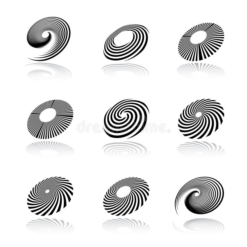 Abstract Circular Rotation and Spiral Design Elements Stock Vector ...