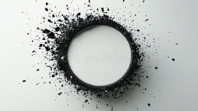 Abstract Circular Shape Made of Black Debris and Particles Stock ...