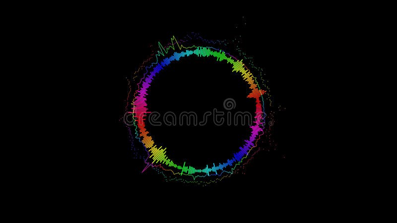 Abstract Circular Spinning Spectral Wave Design on Black Background ...