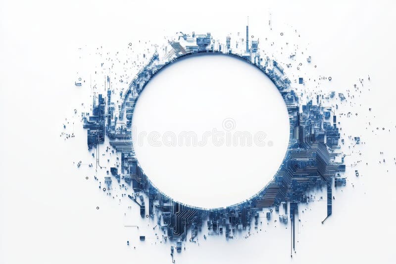 Abstract Circular Tech Design Circuit Board Frame White Background ...