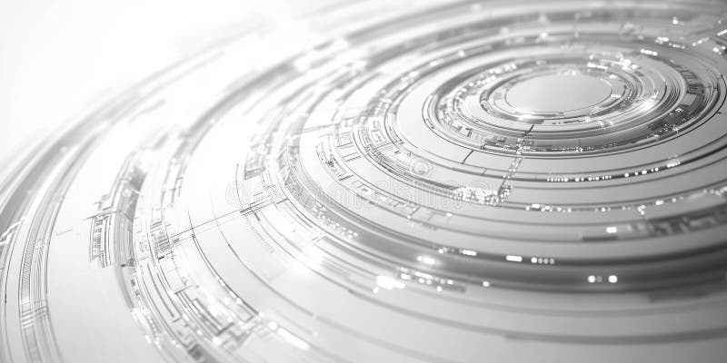 Abstract Circular Technology Pattern with Digital Circuits on White ...