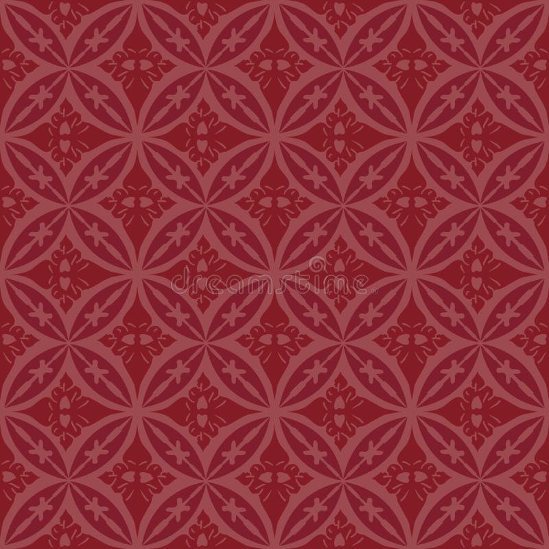 Redish Abstract Circular Tiles Seamless Vector Pattern. Geometric ...