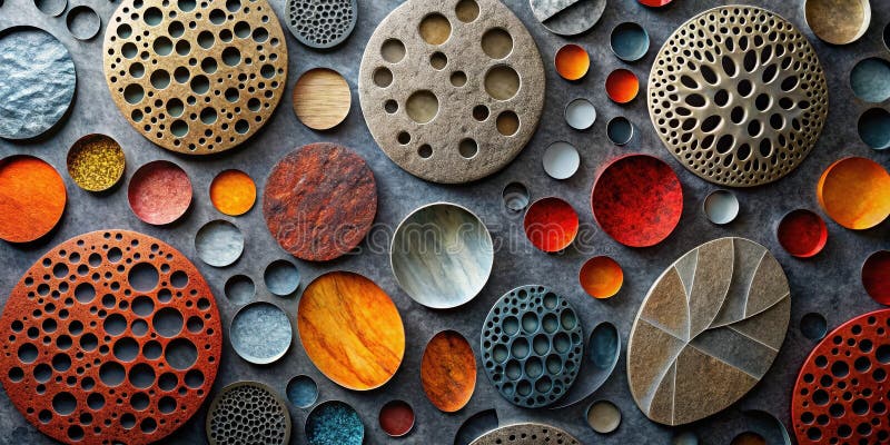 Abstract Circular Wall Art Design Featuring Diverse Textures and Colors ...
