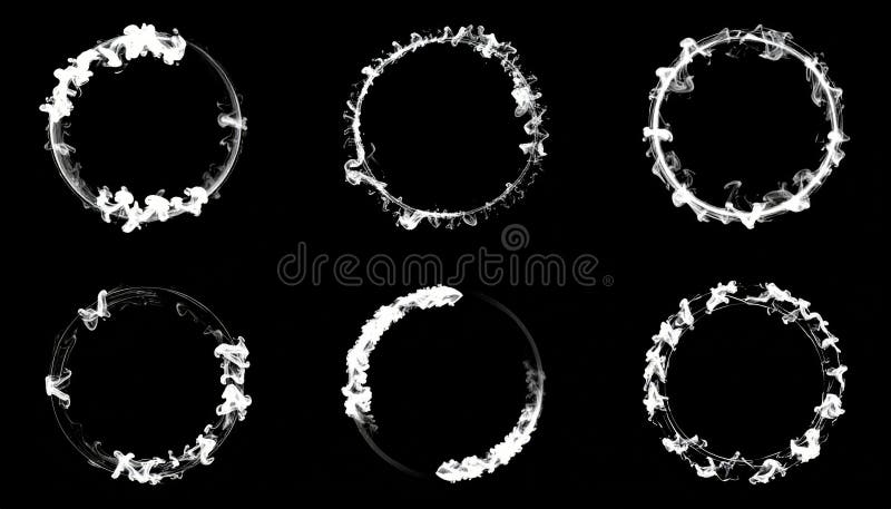 Abstract Circular White Shapes on Black Background Stock Illustration ...