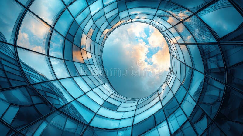 Abstract Circular Window with Sky Reflection Stock Image - Image of ...