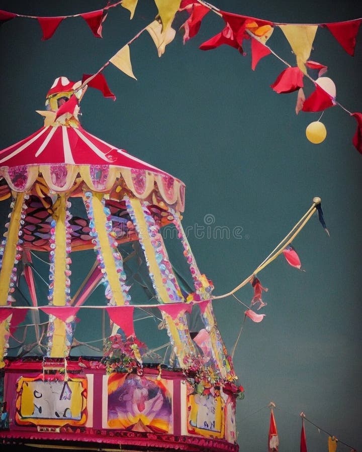 Abstract Circus Tent and Sky with Clouds on White Background Stock ...