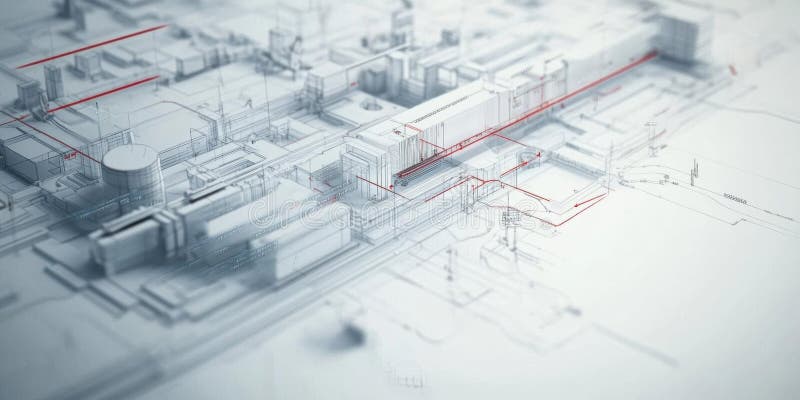 Abstract City Blueprint Shows Infrastructure and Network Design Concept ...