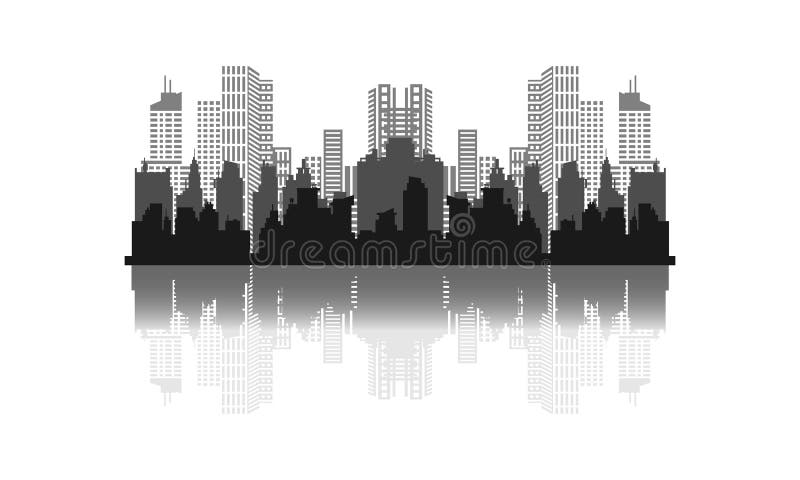 Abstract City Building Skyline Metropolitan with Reflection Vector ...