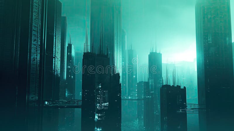 Abstract City Concept with Bright Lines and Dots Stock Illustration ...