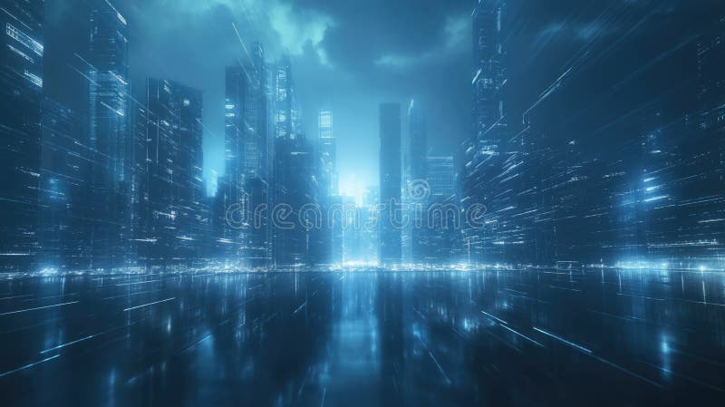 Abstract City Concept with Bright Lines and Dots Stock Image - Image of ...