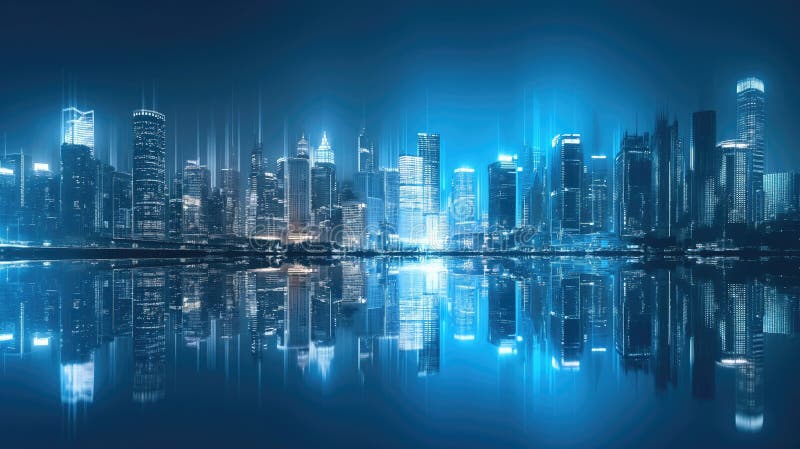 Abstract City Concept with Bright Lines and Dots Stock Image - Image of ...