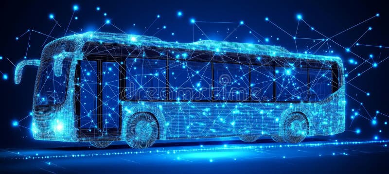 Abstract City, Electric Bus Future Transportation Connection Technology ...