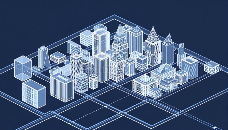 Abstract City Grid, Wireframe Cityscape, Futuristic Design, Urban Plan ...