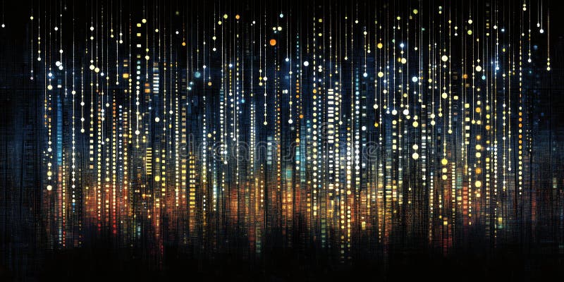 Abstract City Lights Glowing Night Urbanscape Digital Art Stock ...