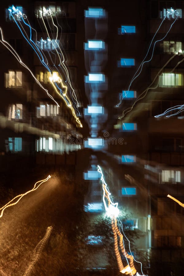 Abstract City Lights with Motion Blur Effect at Night. Stock Photo ...