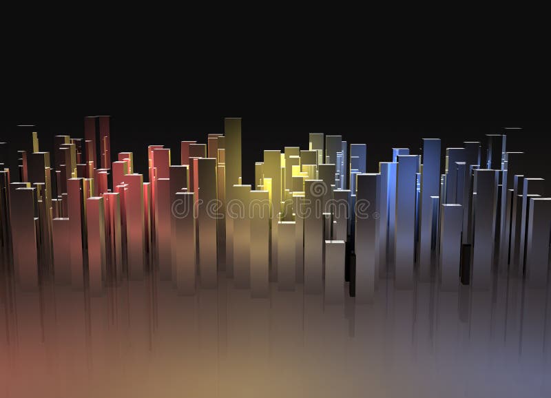 Abstract City Lights with Reflection Stock Illustration - Illustration ...