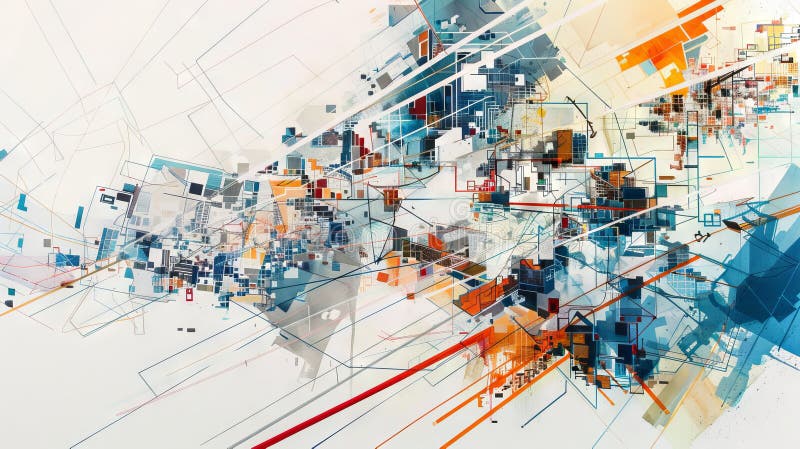 Abstract City Map Artwork with Clean Lines and Sharp Angles Against ...