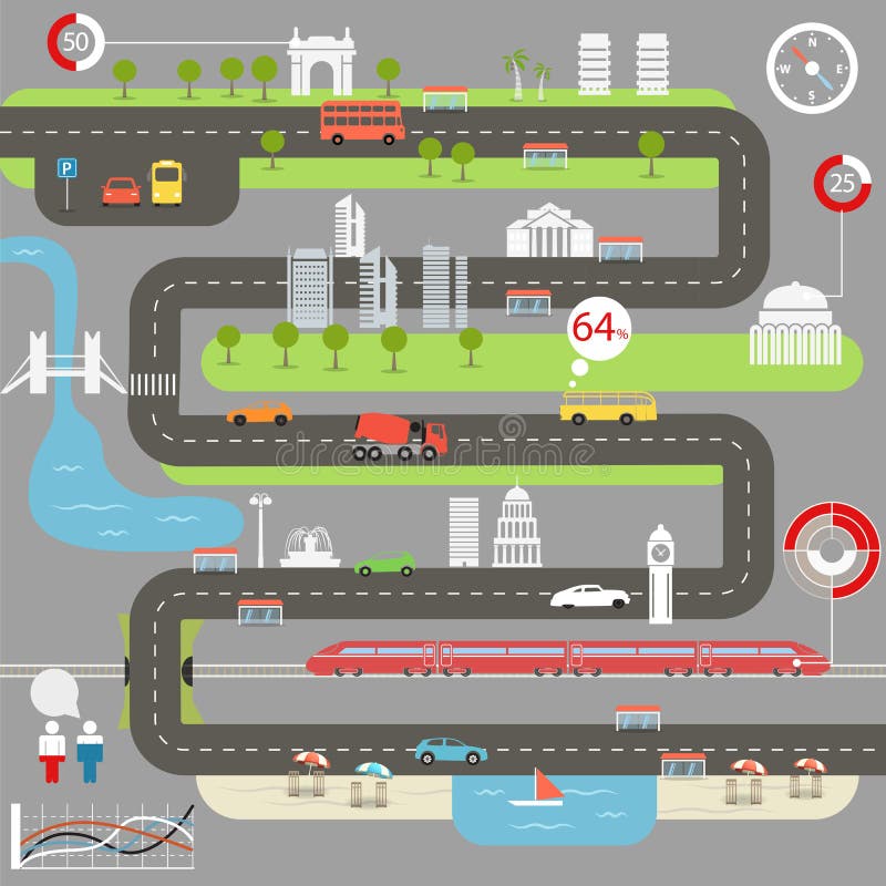 Abstract City Map Illustration Stock Vector - Illustration of ...