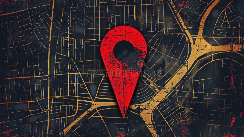 Abstract City Map with Red Location Pointer Stock Photo - Image of ...