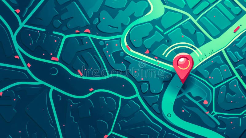 Abstract City Navigation Map with Gps Pin Stock Photo - Image of place ...