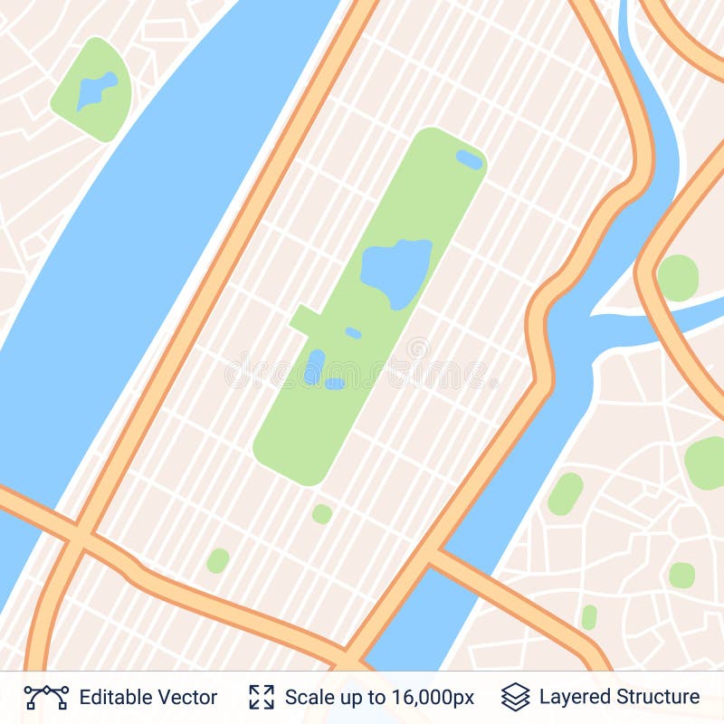 Abstract City Plan with Location Pins. Stock Vector - Illustration of ...