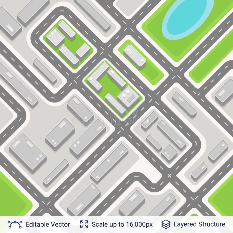 Abstract City Plan with Location Pins. Stock Vector - Illustration of ...