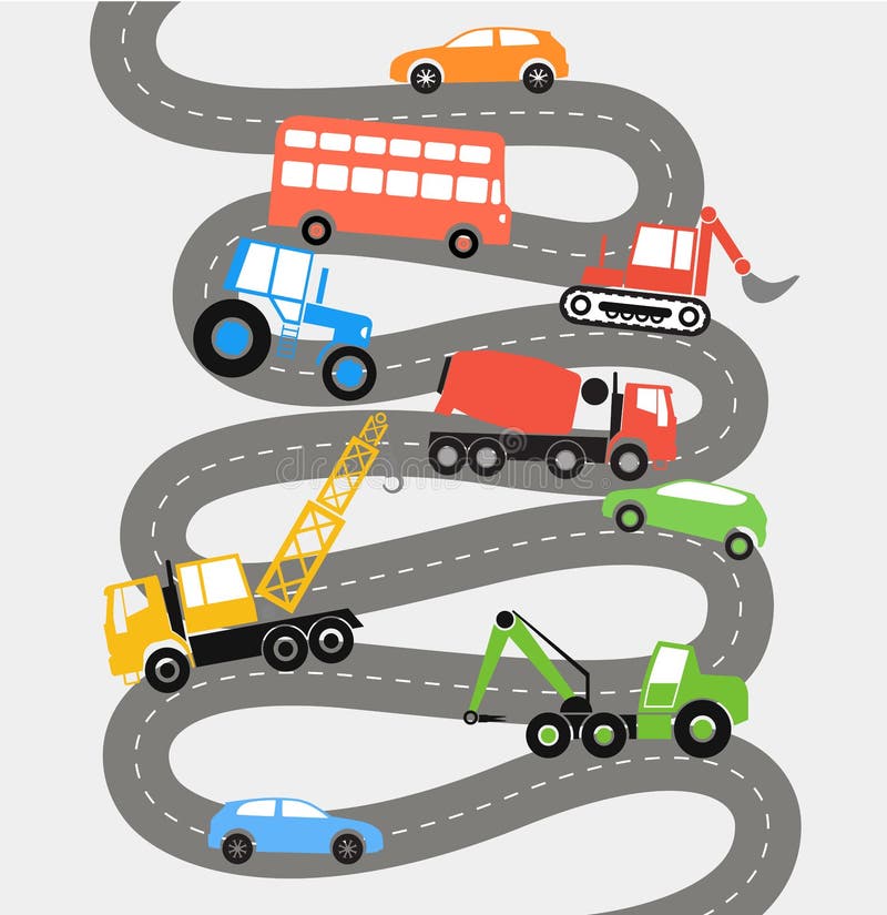 Abstract City Road with Different Transport Stock Vector - Illustration ...