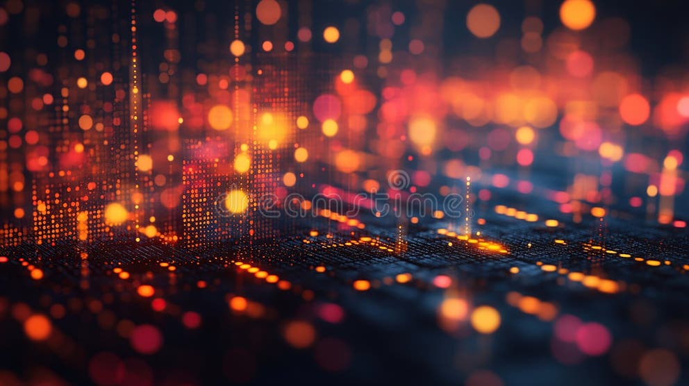 Abstract City Skyline Data Visualization, Night Stock Photo - Image of ...