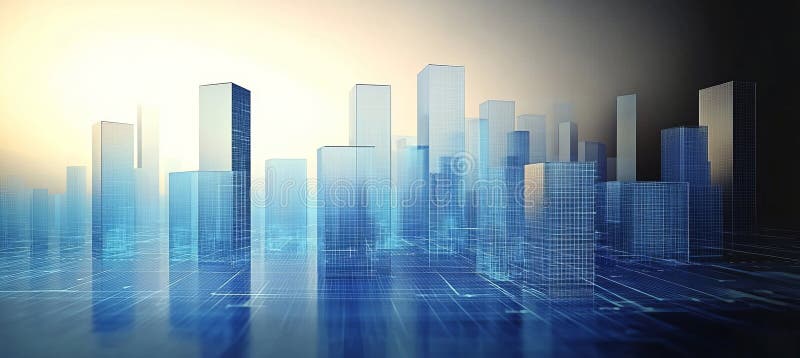 Abstract City Skyline. Digital Data Visualization, Future Urban ...